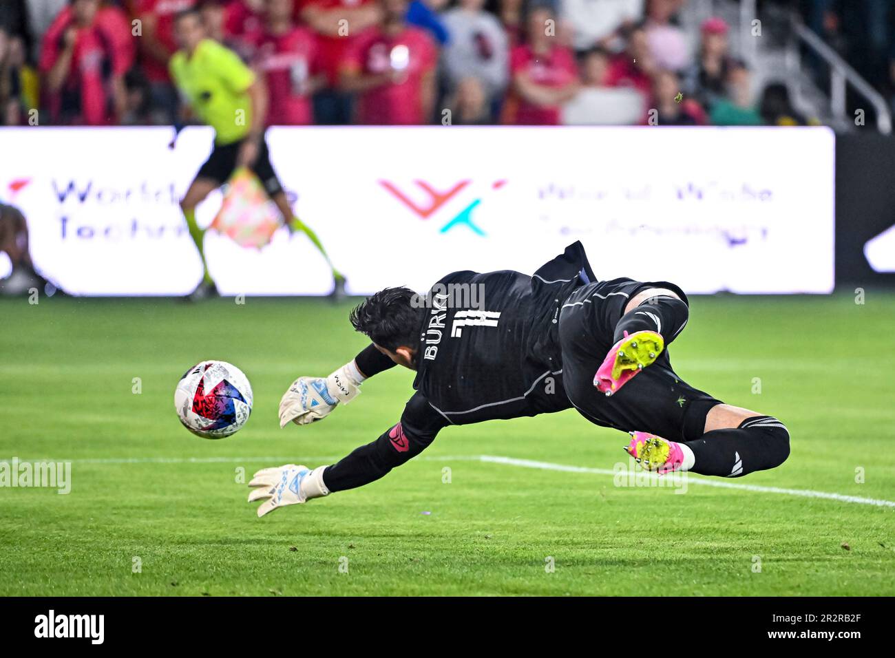 ST. LOUIS, MO - MAY 20: St. Louis City goalkeeper Roman Burki (1) makes ...