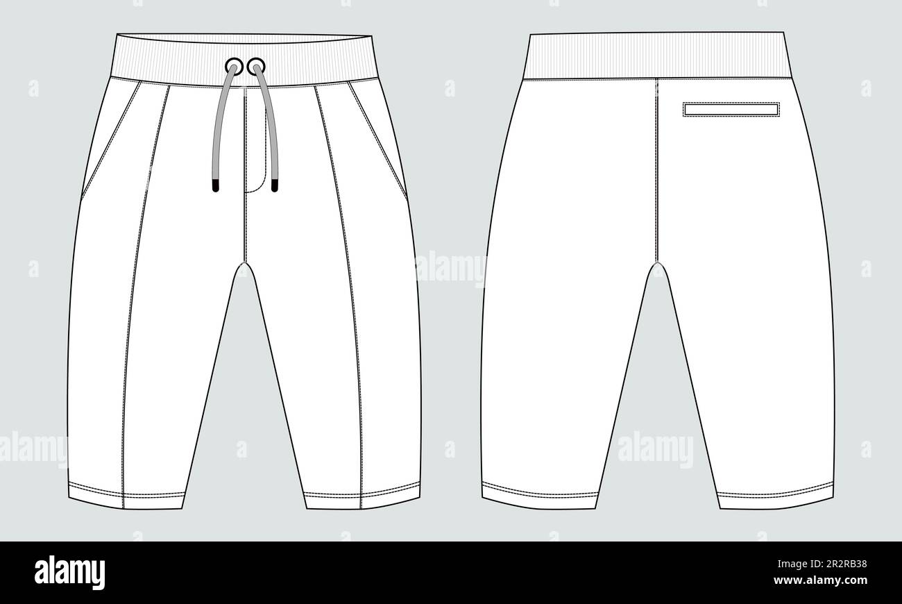 Clothing pant technical drawing fashion flat sketch vector illustration ...