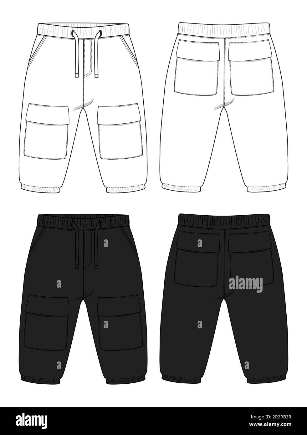 Clothing pant technical drawing fashion flat sketch vector illustration ...