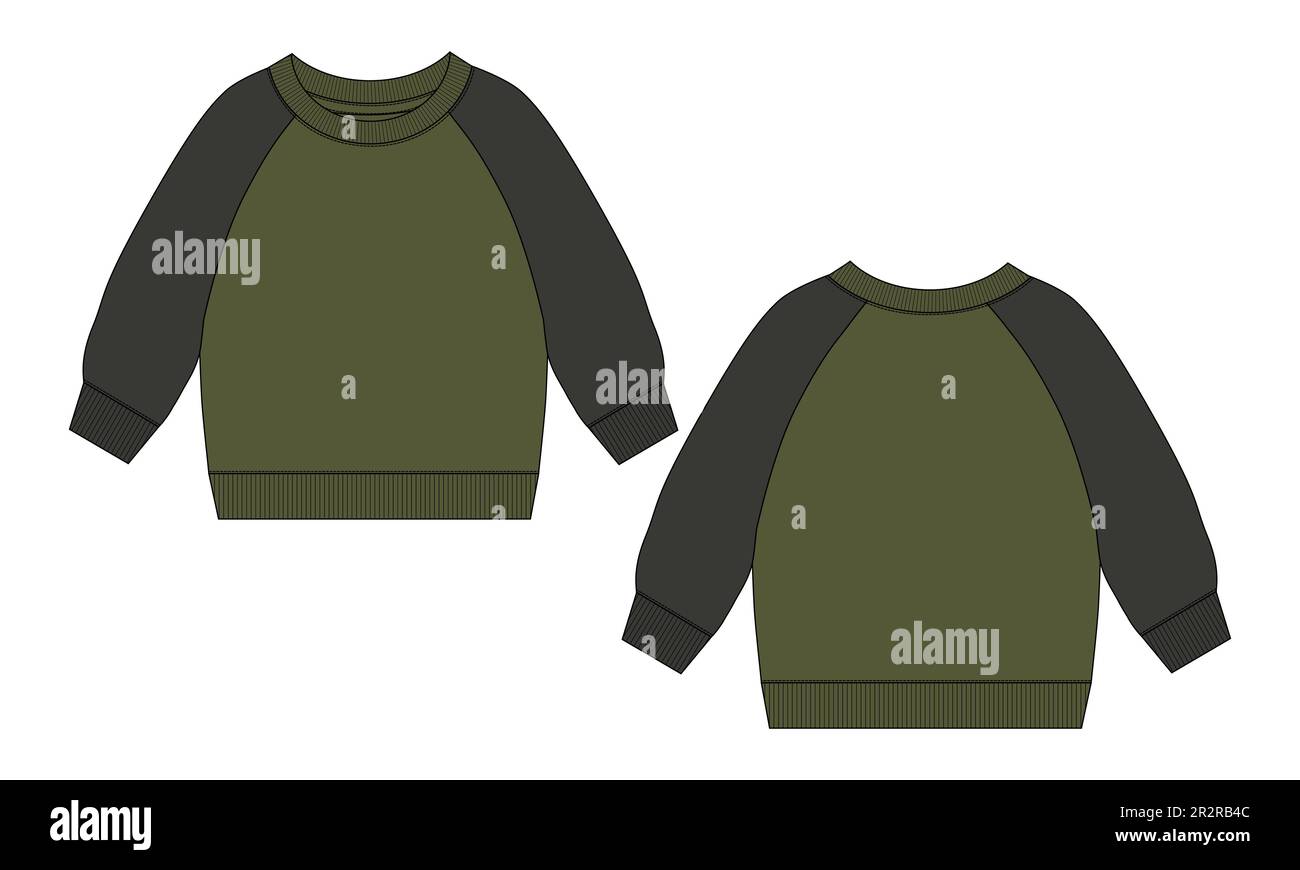 Sweatshirt technical drawing fashion flat sketch vector illustration ...