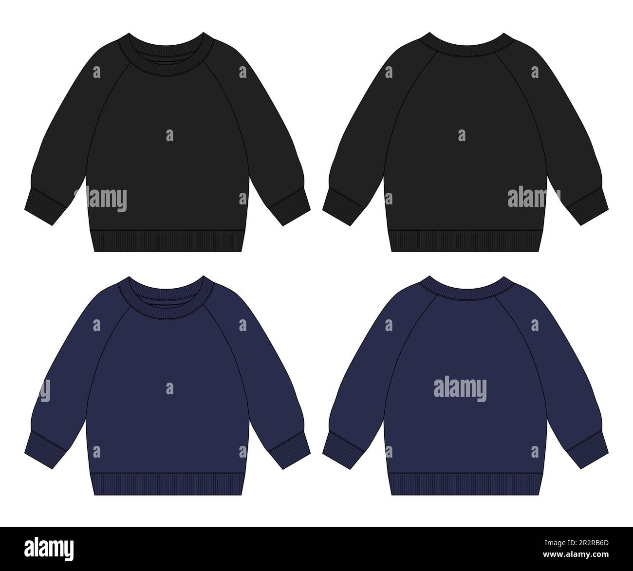 Sweatshirt technical drawing fashion flat sketch vector illustration ...