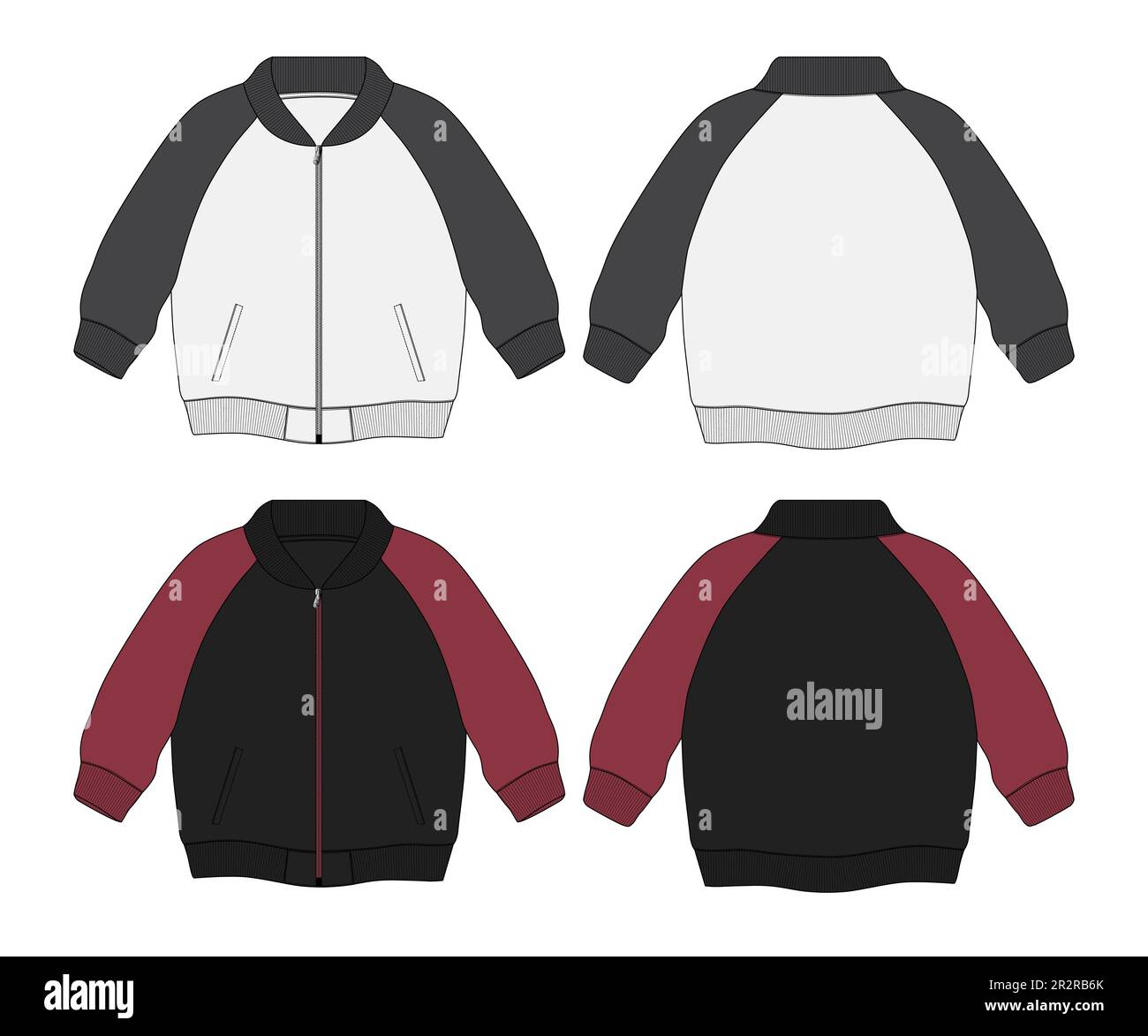 Bomber Jacket Technical Drawing Fashion flat sketch vector illustration ...