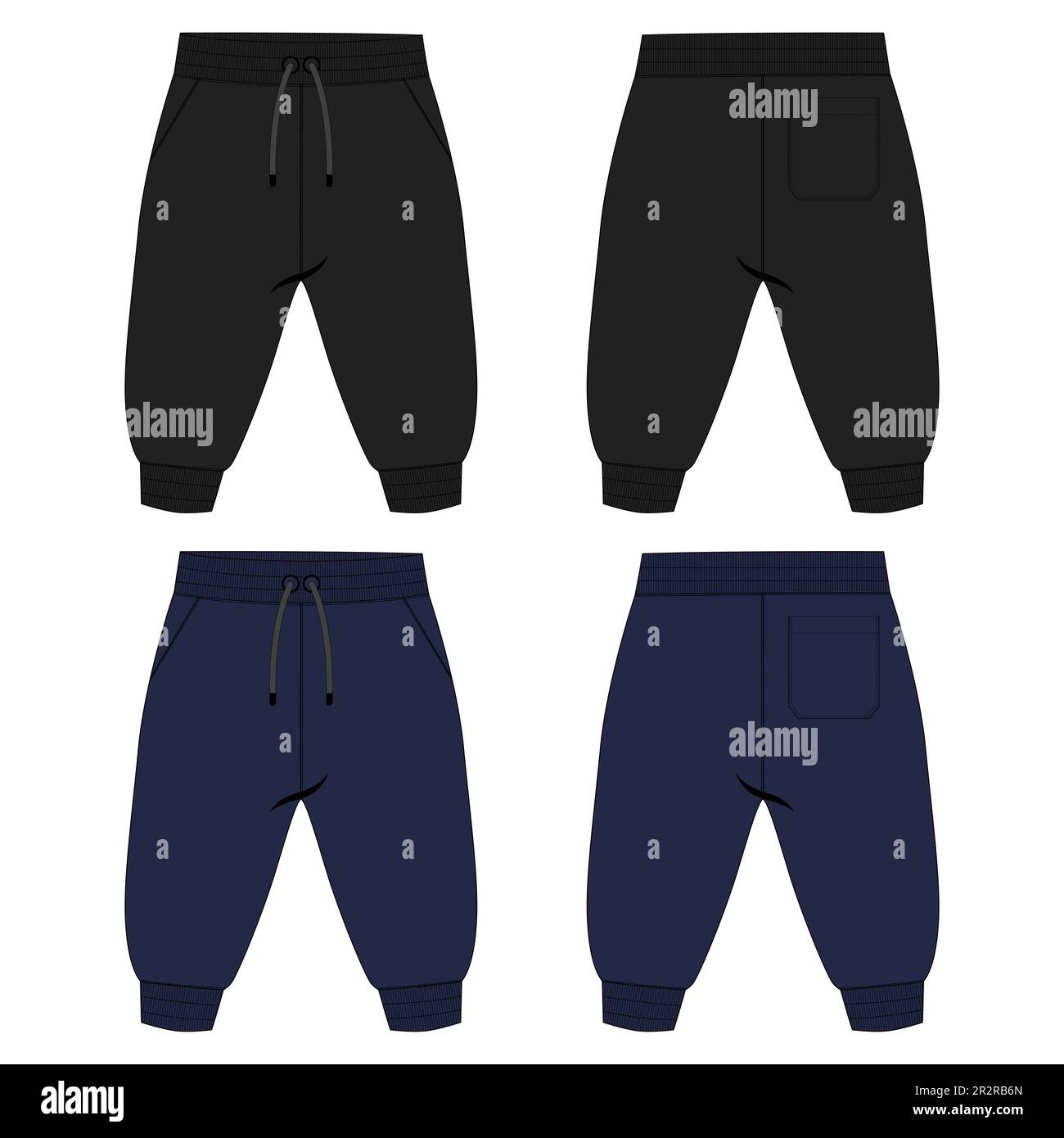 Clothing pant technical drawing fashion flat sketch vector illustration ...