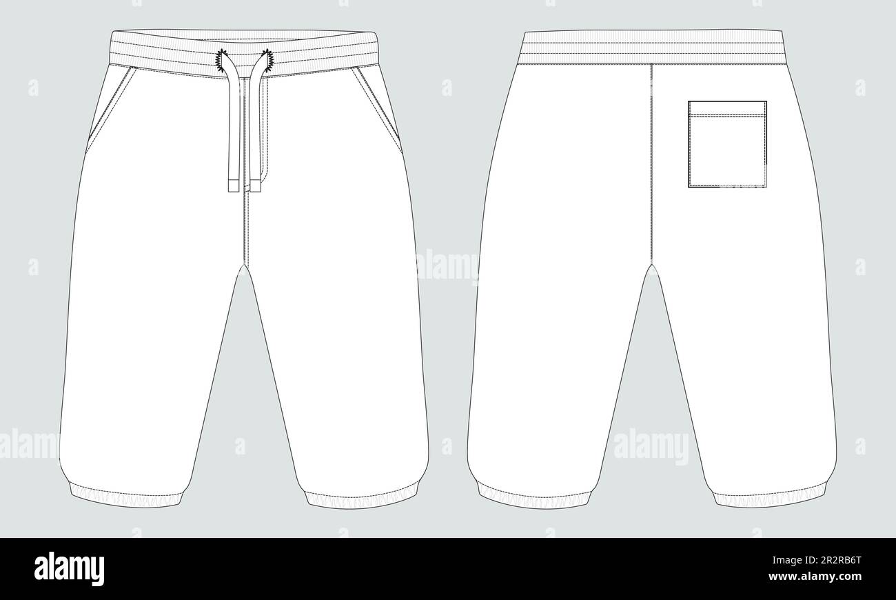Clothing pant technical drawing fashion flat sketch vector illustration ...