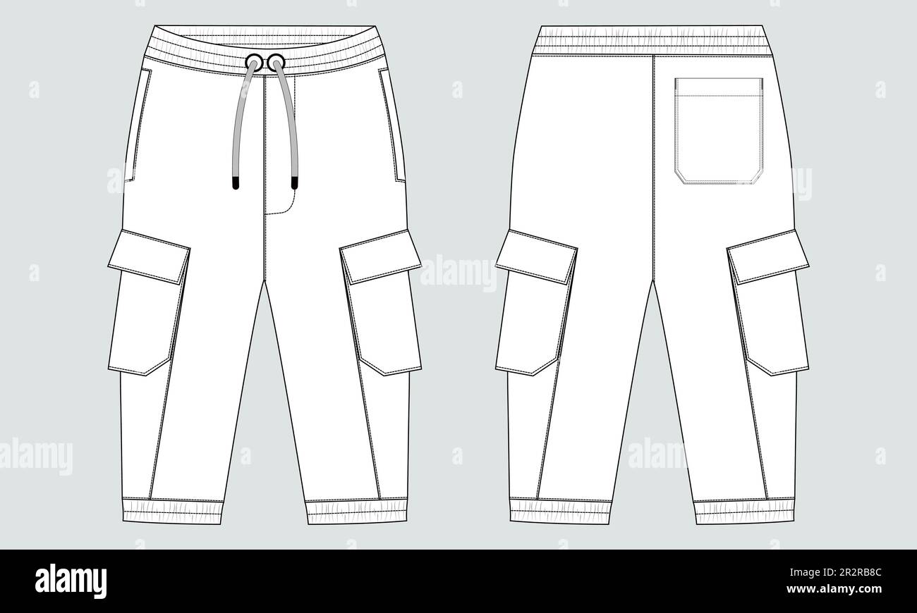 Clothing pant technical drawing fashion flat sketch vector illustration ...