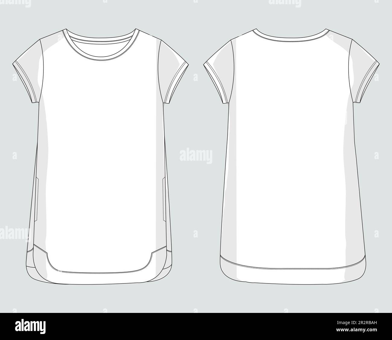 T shirt technical drawing fashion flat sketch vector illustration ...