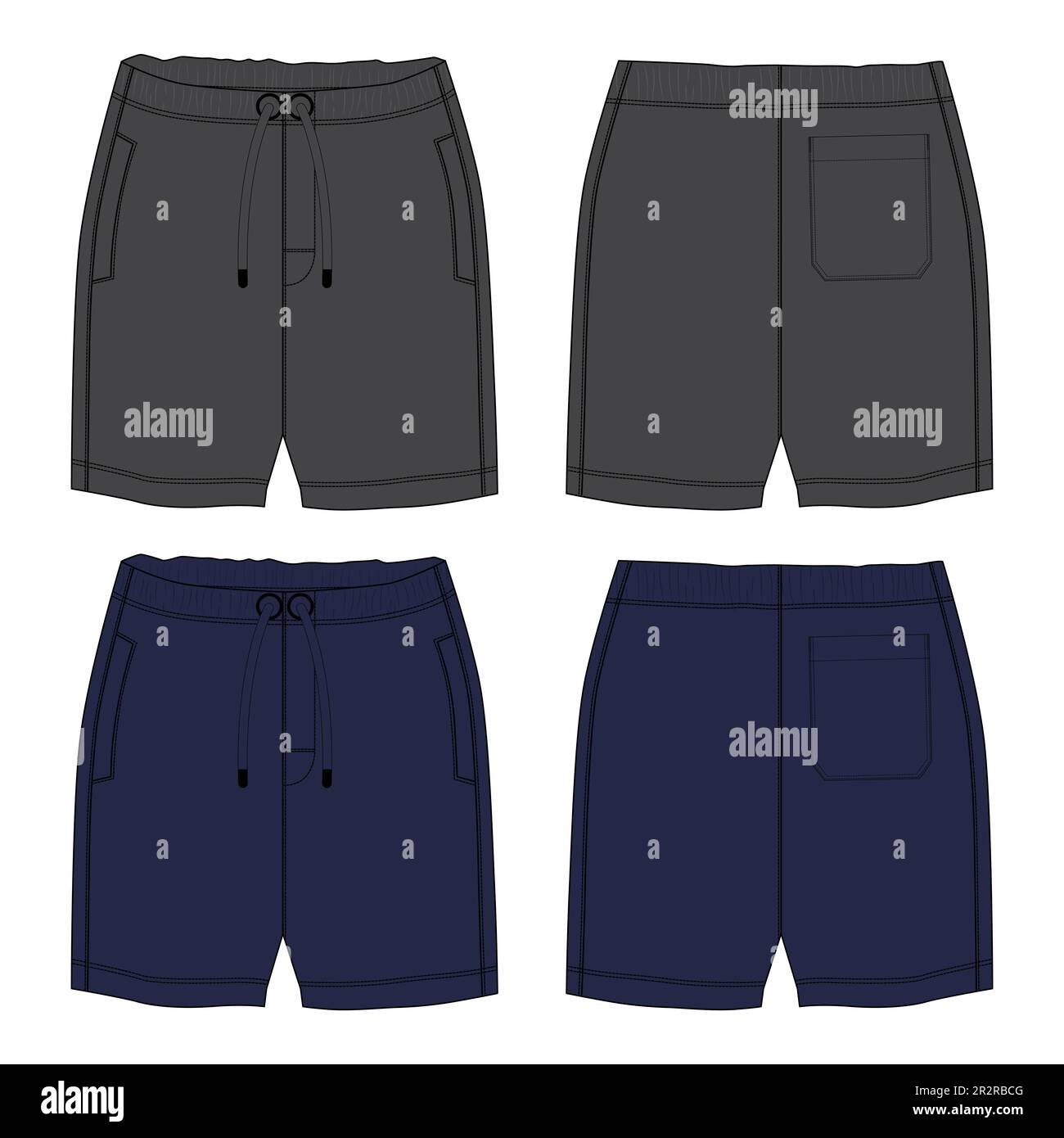 Sweat shorts pant technical drawing fashion flat sketch vector ...