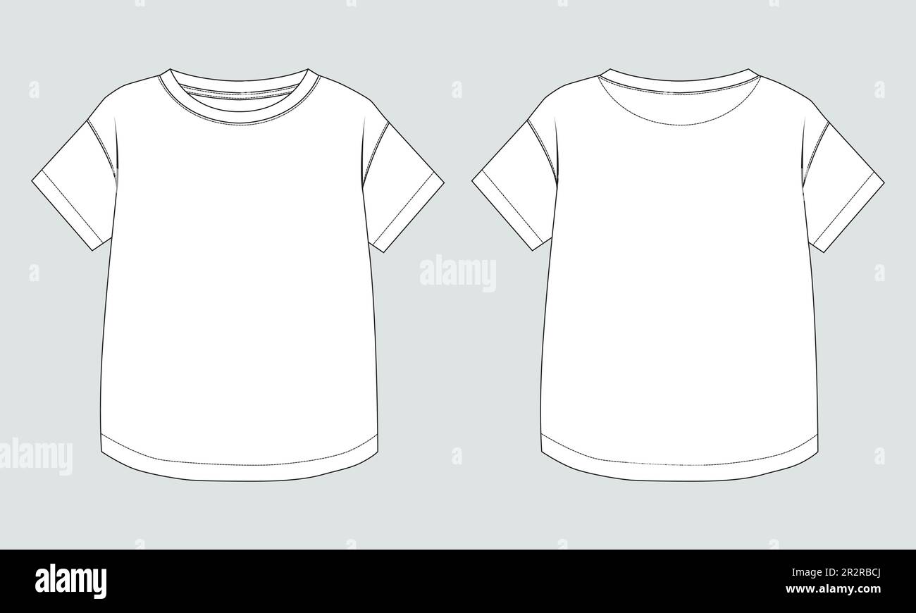 T shirt technical drawing fashion flat sketch vector illustration ...