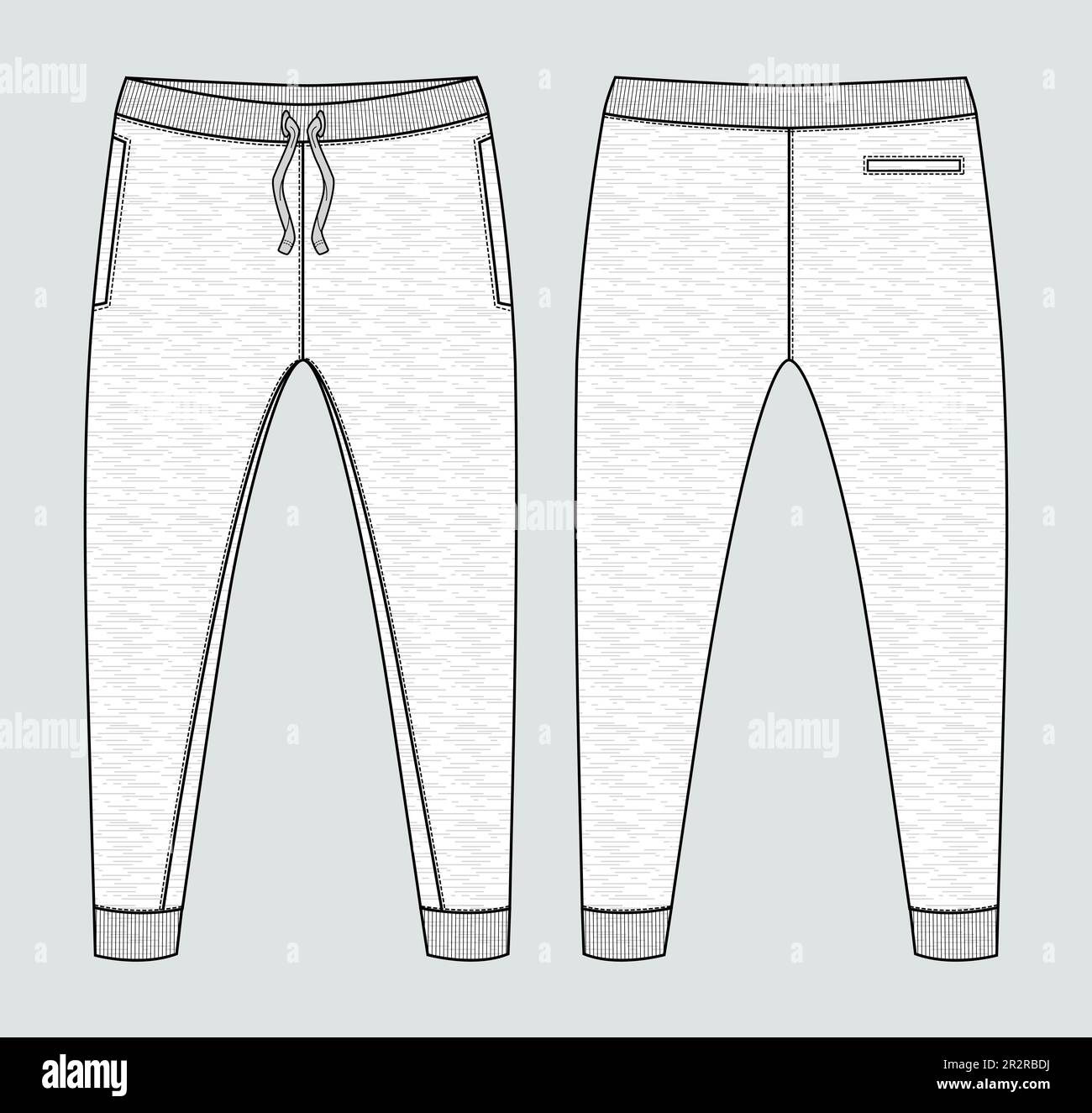Clothing pant technical drawing fashion flat sketch vector illustration ...