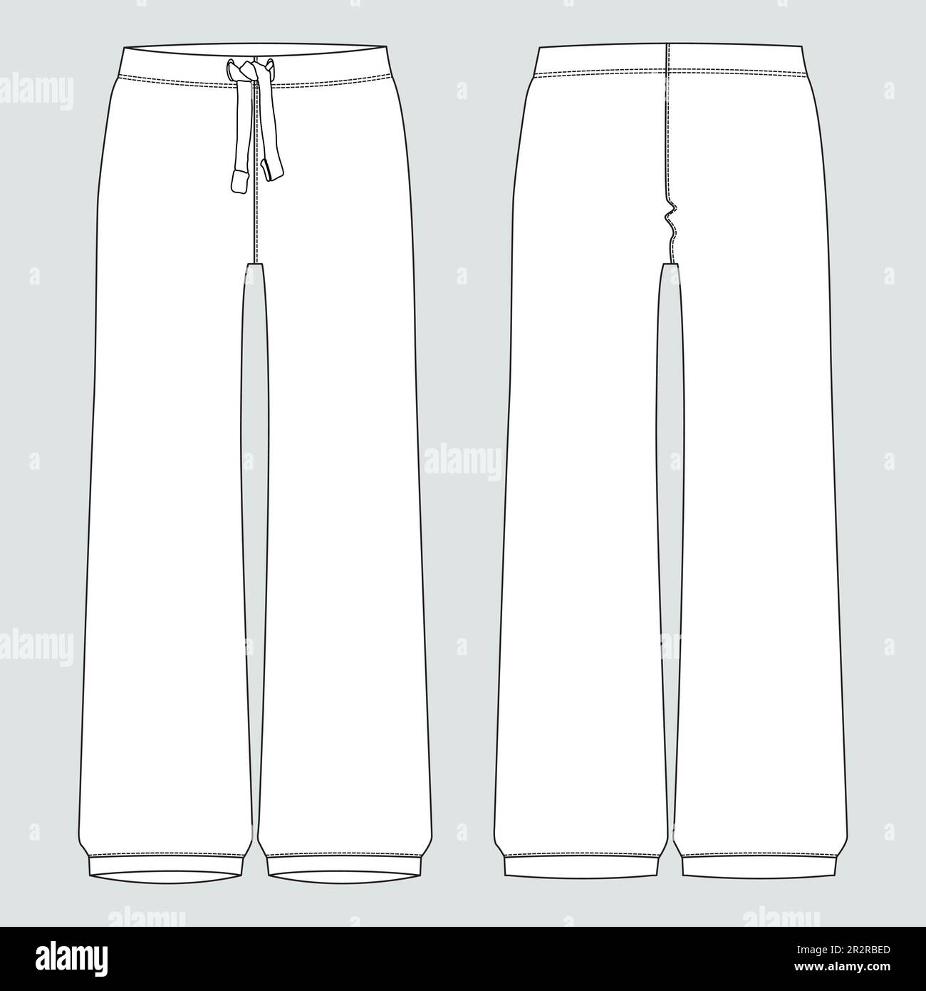 Clothing pant technical drawing fashion flat sketch vector illustration ...