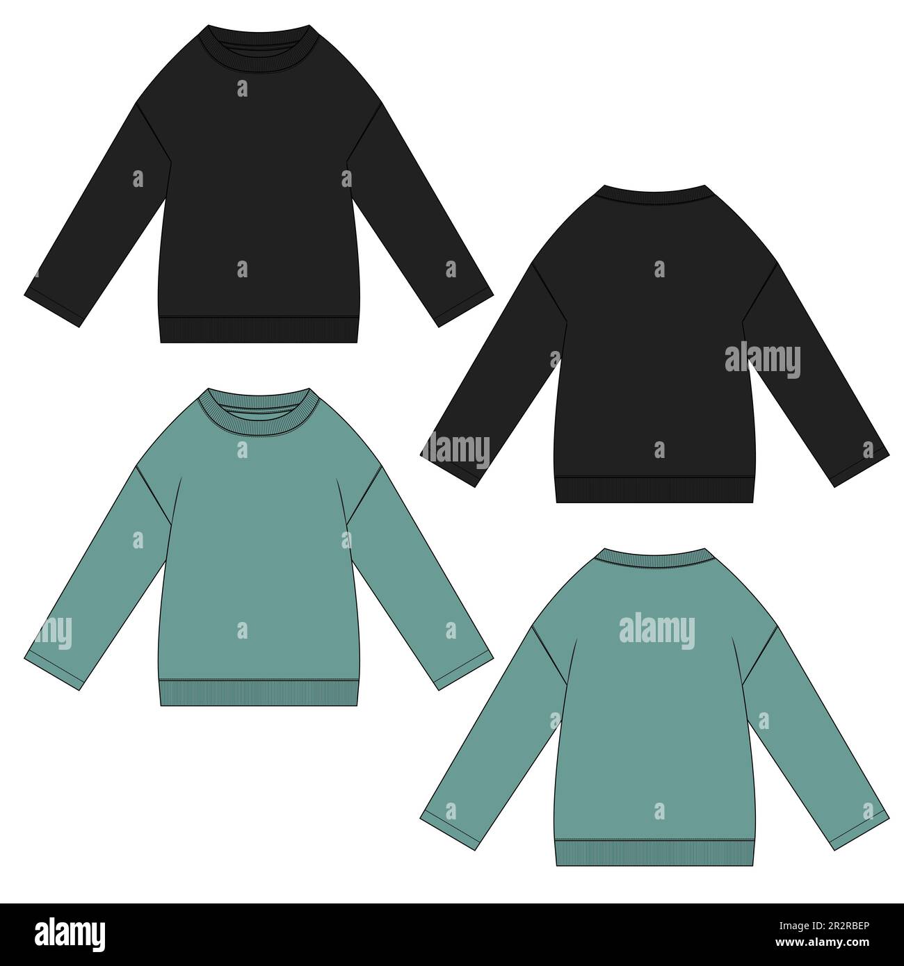 Sweatshirt technical drawing fashion flat sketch vector illustration ...