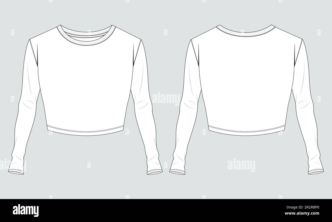 T shirt technical drawing fashion flat sketch vector illustration template front and back views ...