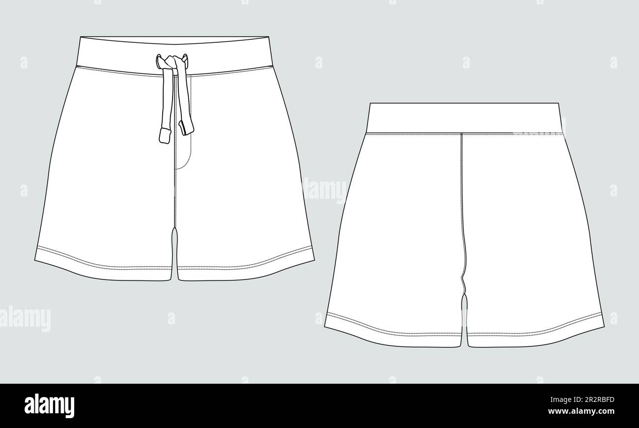 Sweat Shorts pant Technical drawing fashion flat sketch vector ...