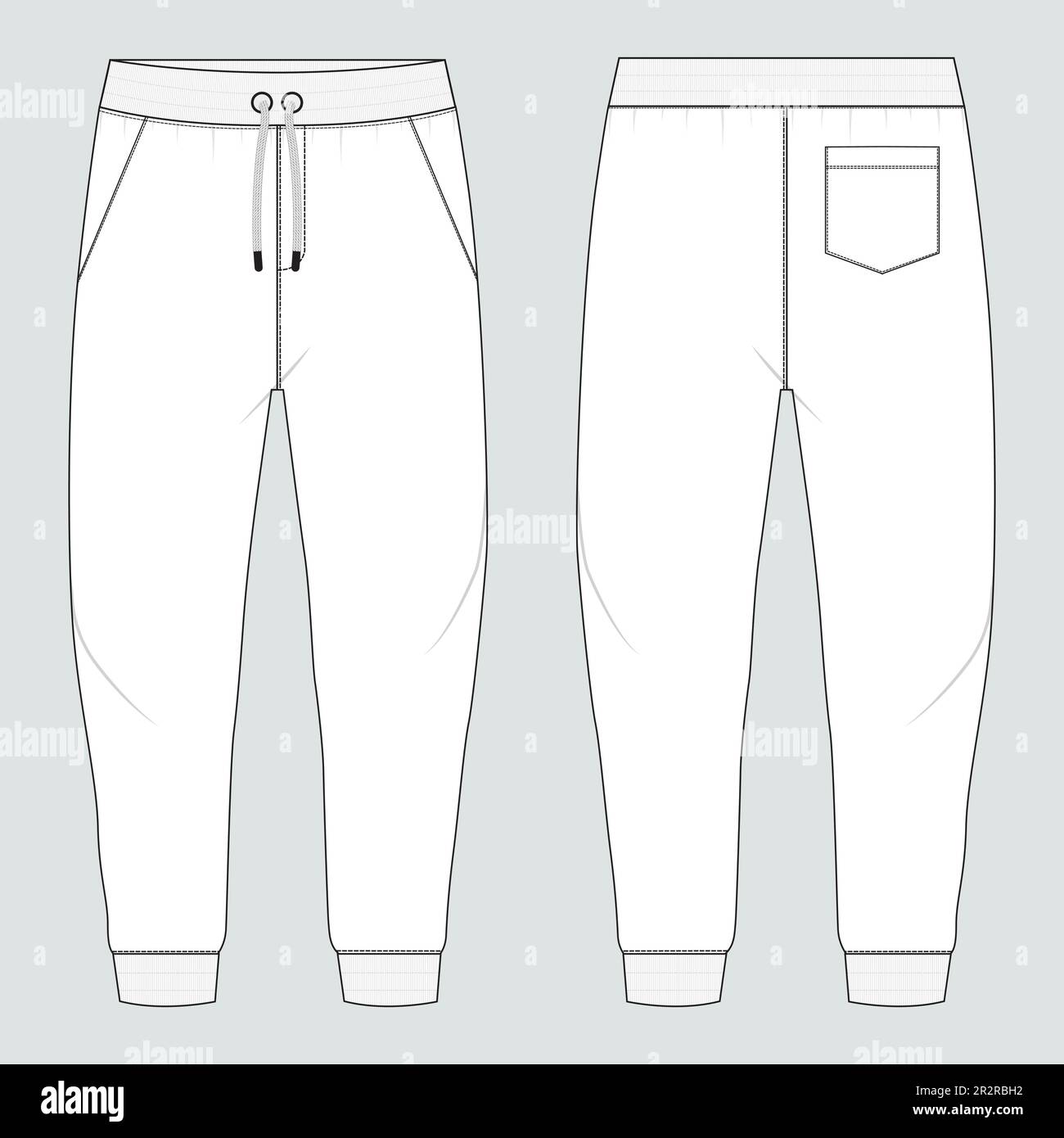 Clothing pant technical drawing fashion flat sketch vector illustration ...