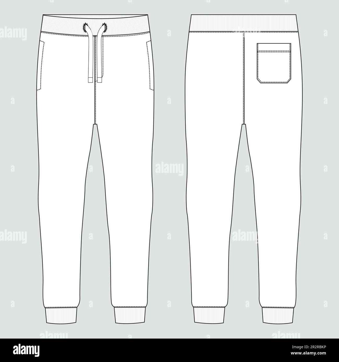 Clothing pant technical drawing fashion flat sketch vector illustration ...