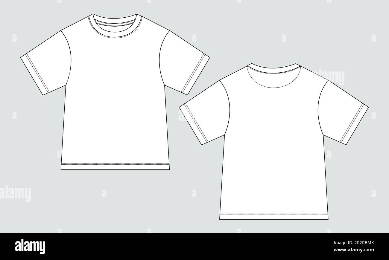T shirt technical drawing fashion flat sketch vector illustration ...