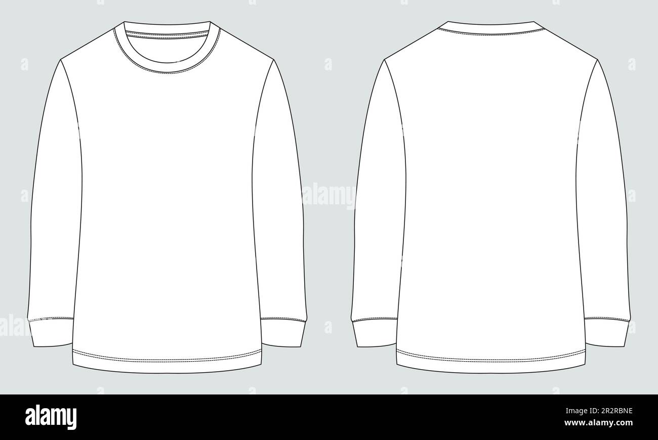 T shirt technical drawing fashion flat sketch vector illustration ...