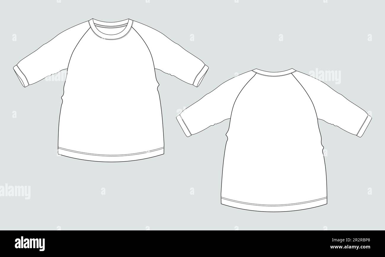 T shirt technical drawing fashion flat sketch vector illustration ...