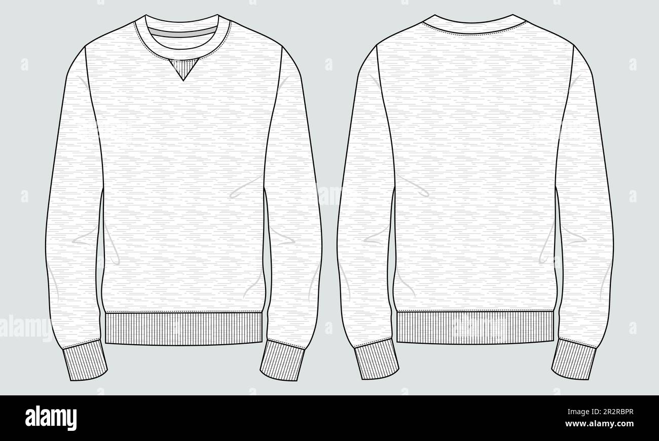 Sweatshirt technical drawing fashion flat sketch vector illustration ...