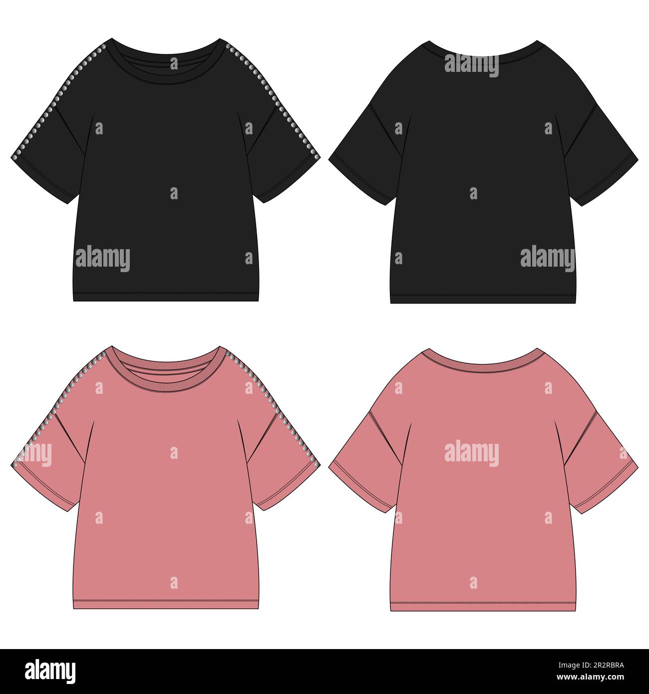 T shirt technical drawing fashion flat sketch vector illustration ...