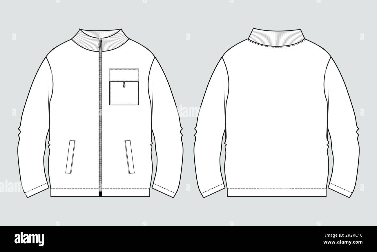 Bomber Jacket Technical Drawing Fashion flat sketch vector illustration ...