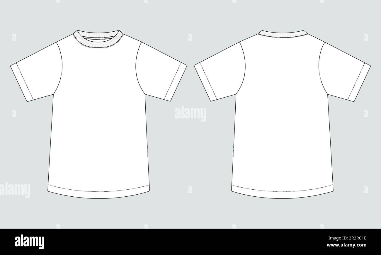 T shirt technical drawing fashion flat sketch vector illustration ...