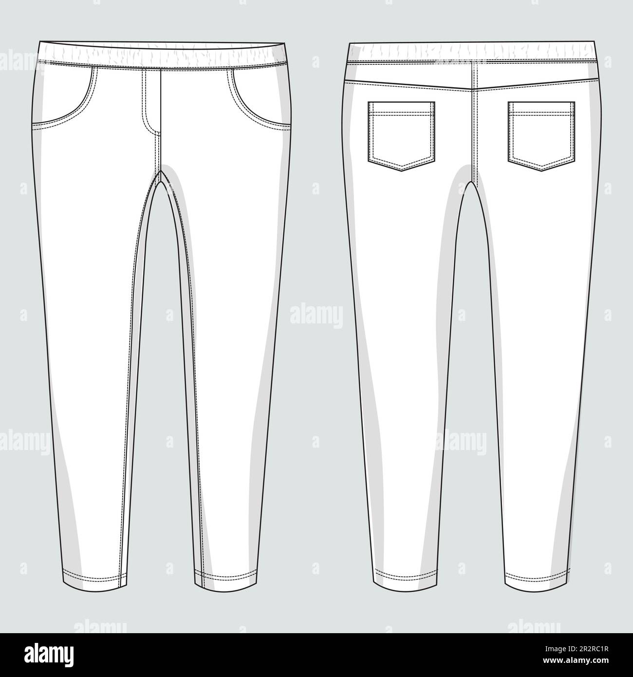 Clothing pant technical drawing fashion flat sketch vector illustration ...
