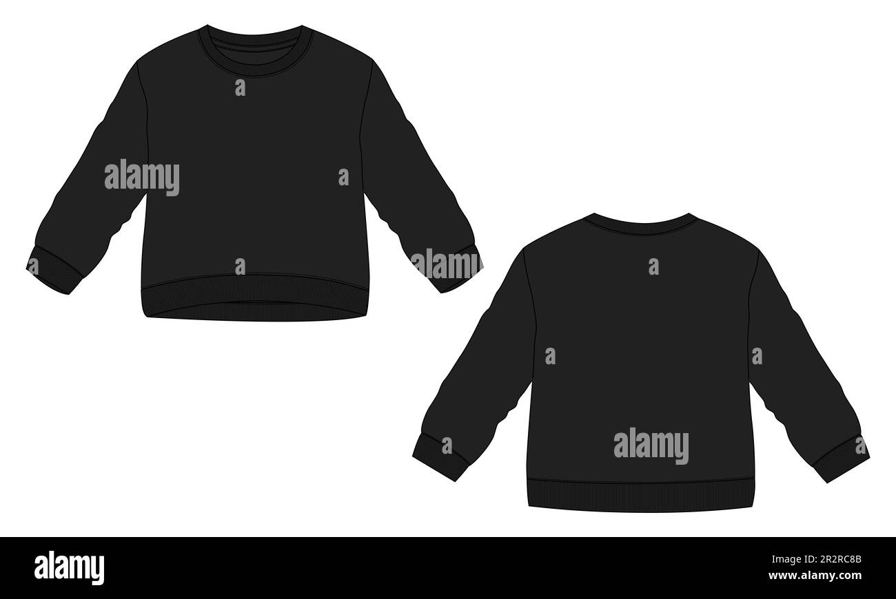 Sweatshirt technical drawing fashion flat sketch vector illustration ...