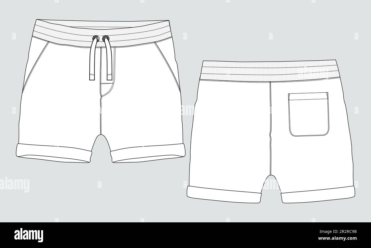 Sweat Shorts pant Technical drawing fashion flat sketch vector ...