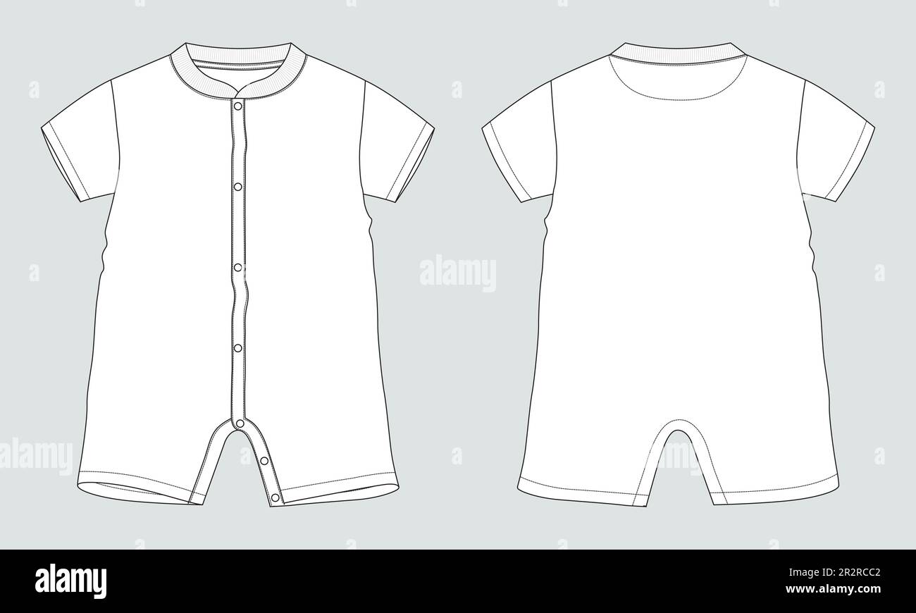 Overall bodysuit technical drawing fashion flat sketch vector ...