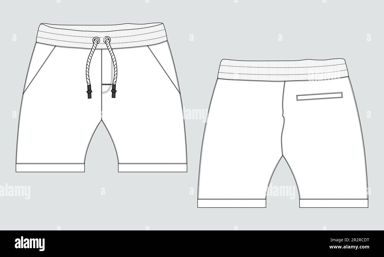 Sweat Shorts pant Technical drawing fashion flat sketch vector ...