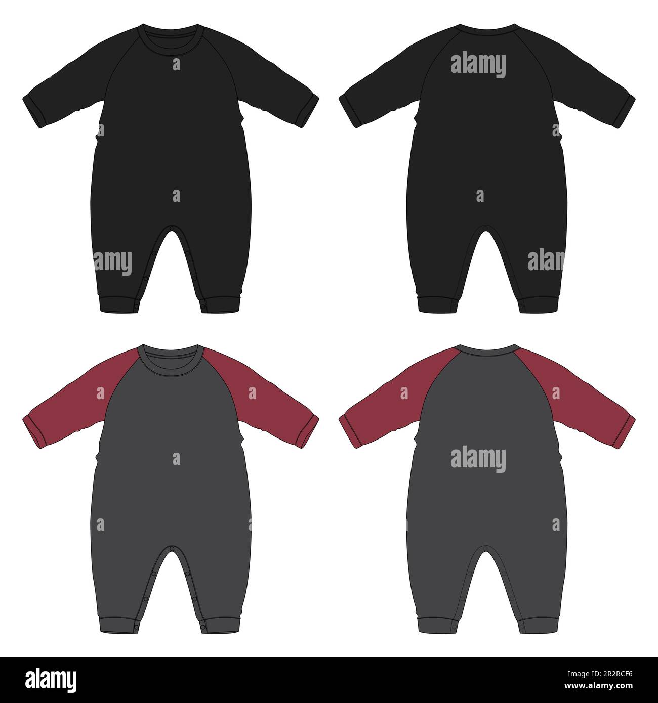 Overall bodysuit technical drawing fashion flat sketch vector ...