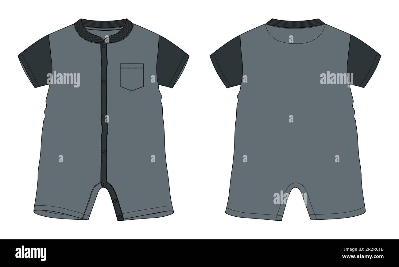 Overall bodysuit technical drawing fashion flat sketch vector ...
