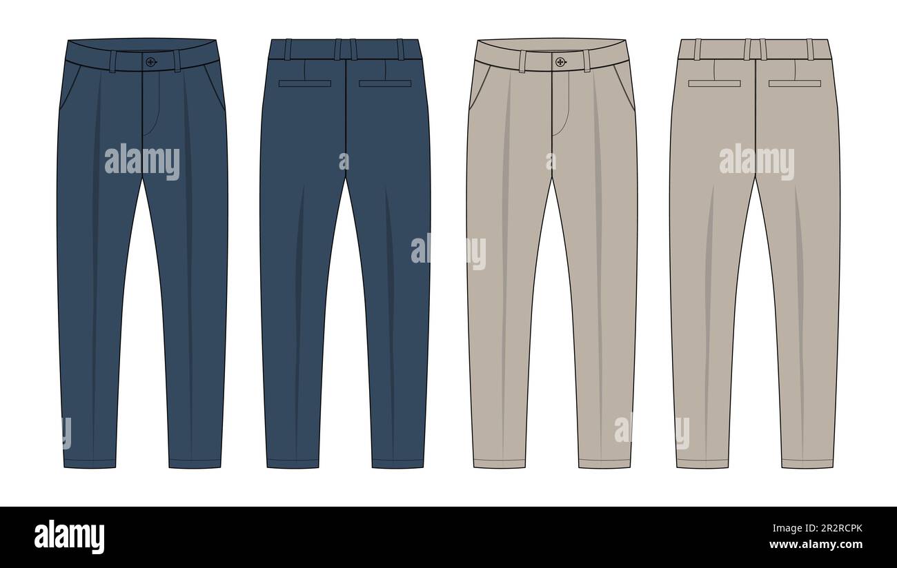 Trouser pants technical fashion flat sketch vector illustration ...