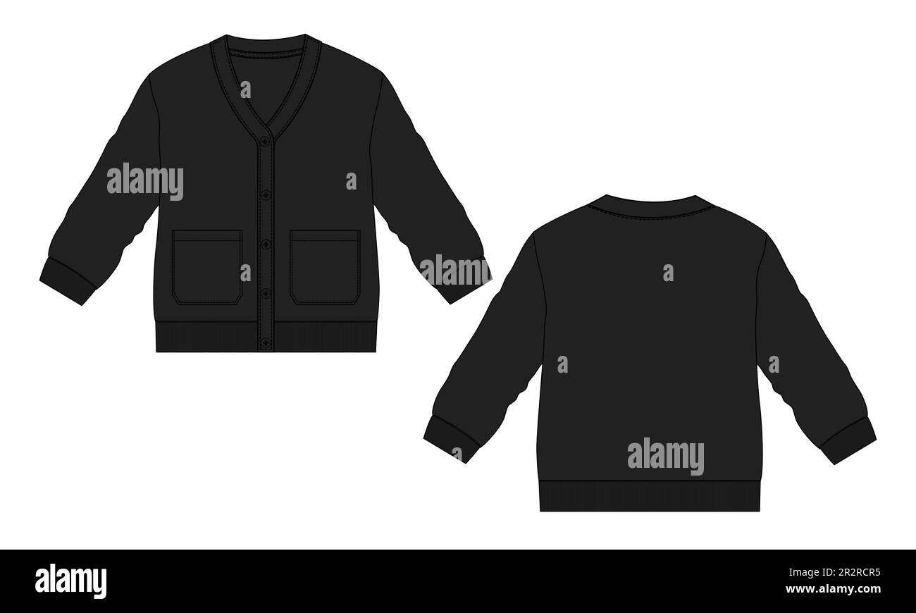 Sweatshirt technical drawing fashion flat sketch vector illustration ...