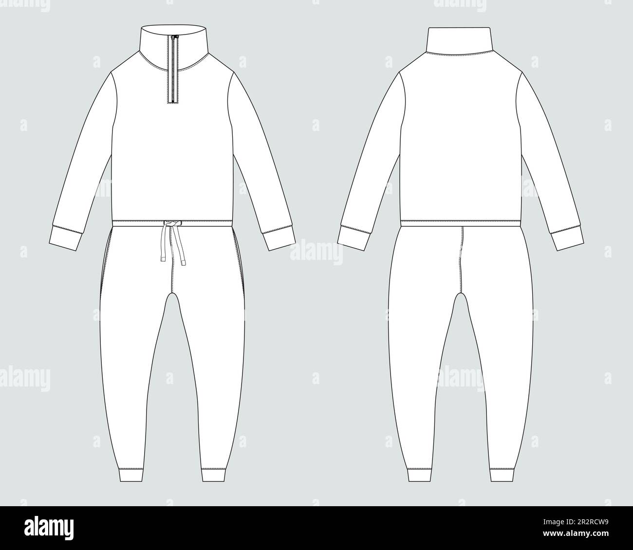 Overall bodysuit technical drawing fashion flat sketch vector ...