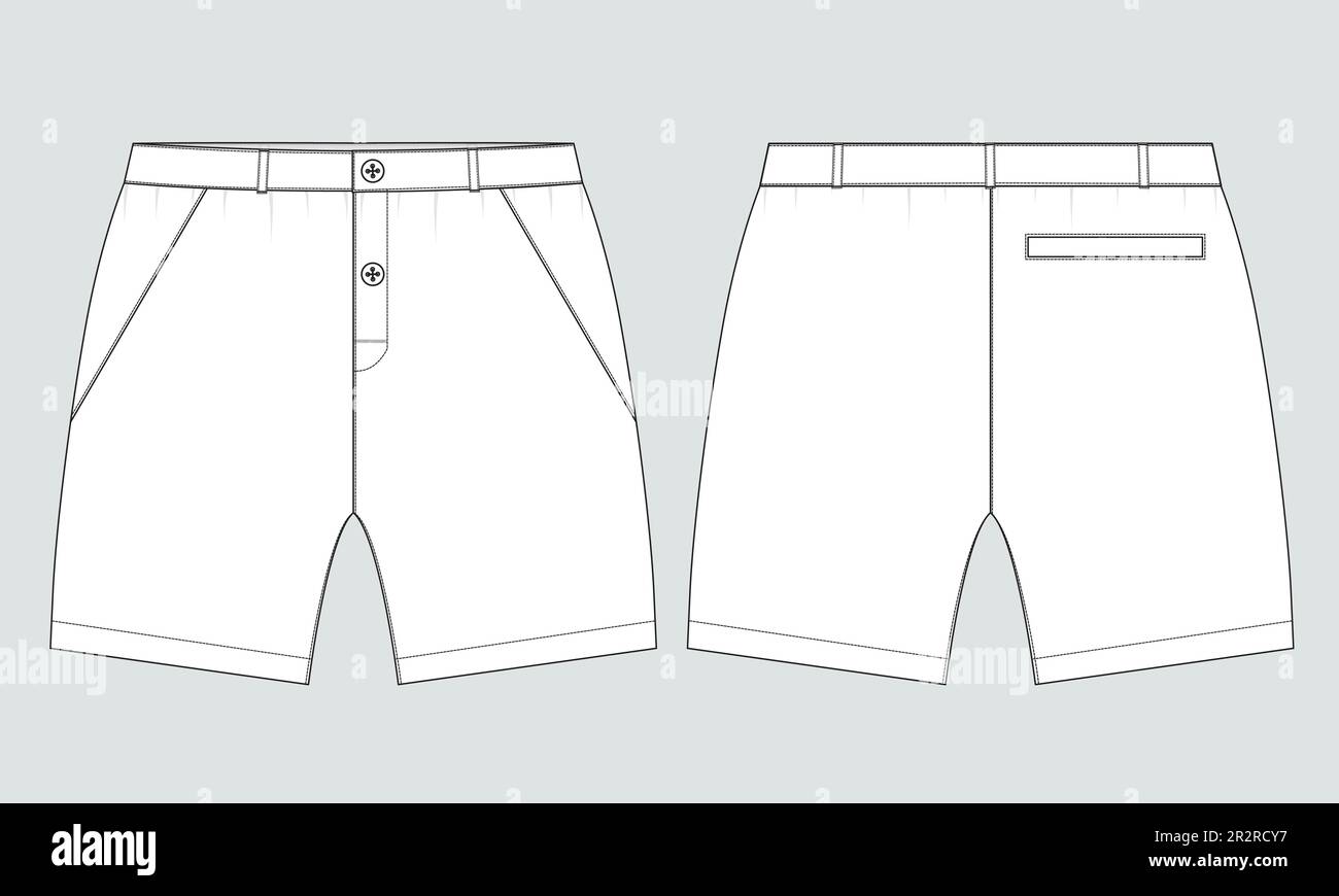 Sweat Shorts pant Technical drawing fashion flat sketch vector ...