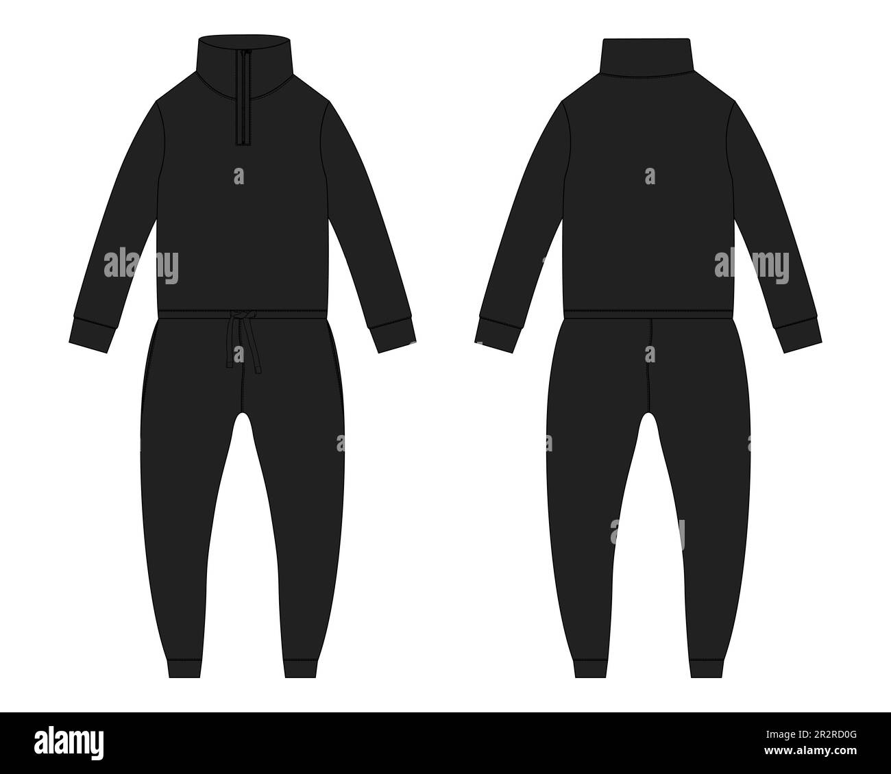 Overall bodysuit technical drawing fashion flat sketch vector ...