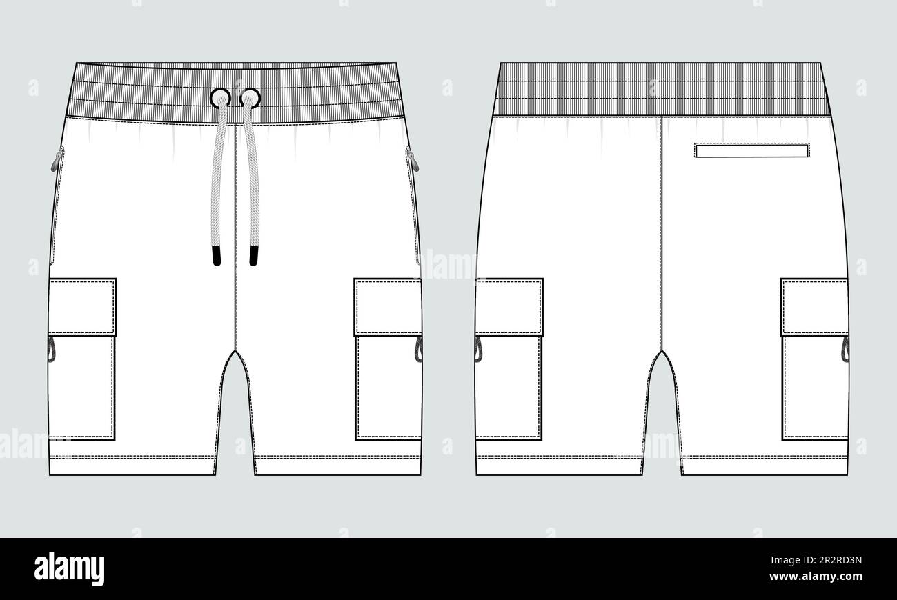 Sweat Shorts pant Technical drawing fashion flat sketch vector ...