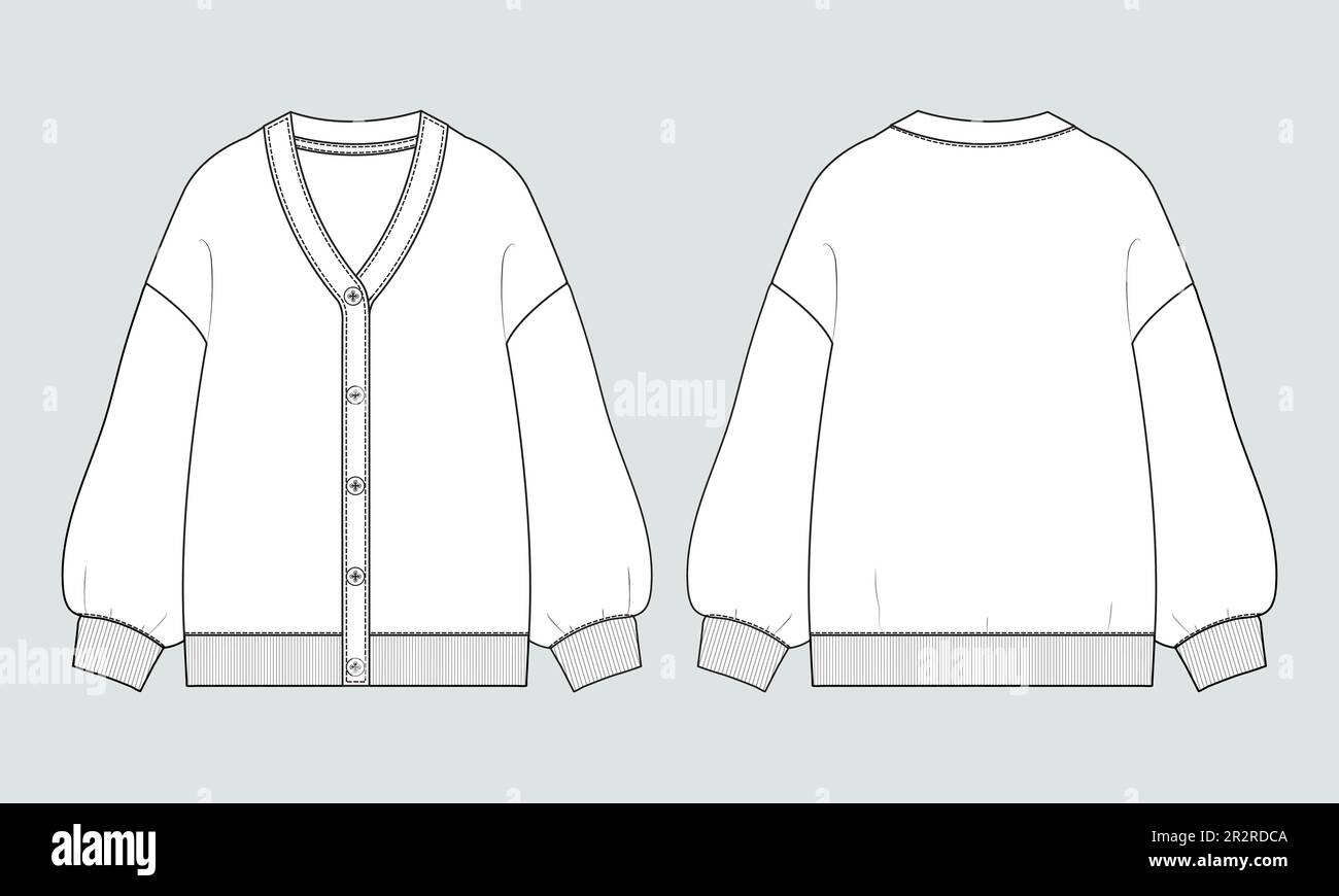 Cardigan Technical Drawing Vector Illustration Template For Womens