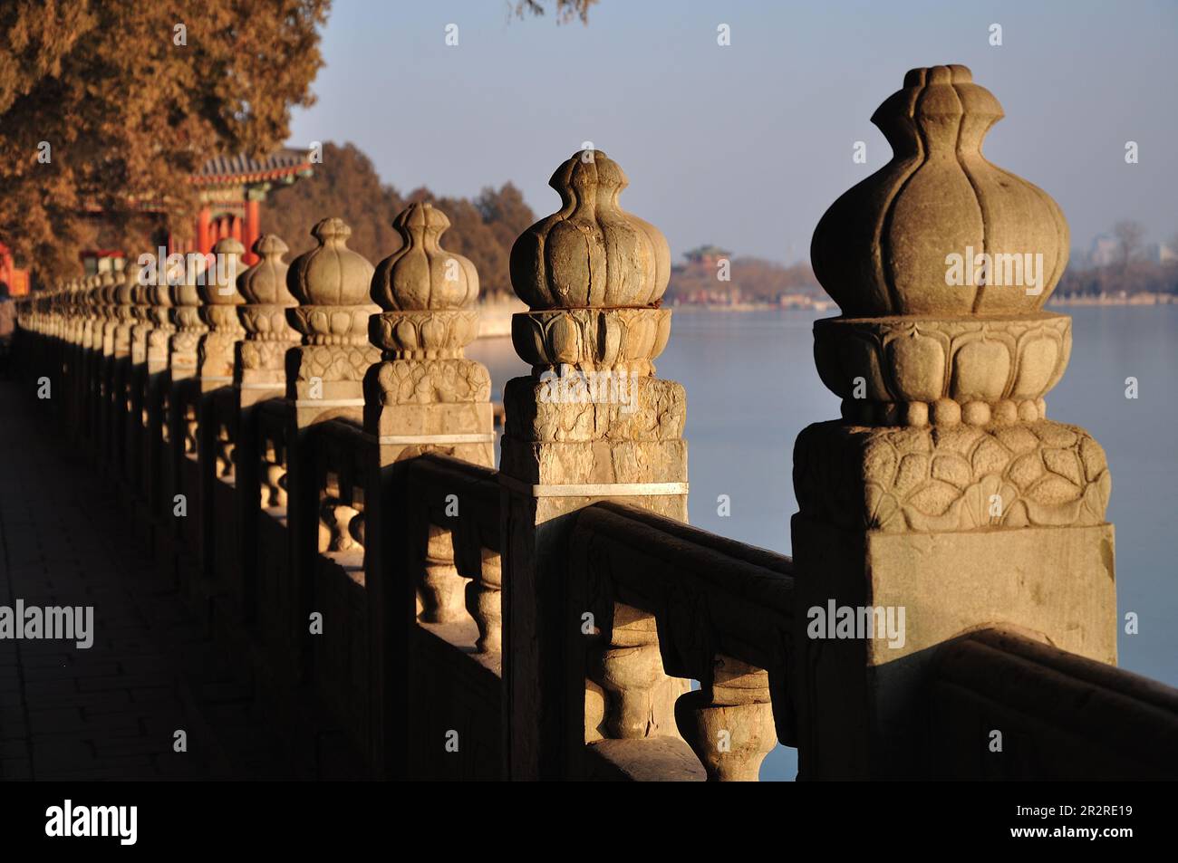 The marble fence at the lakeside of Summer Palace Stock Photo - Alamy