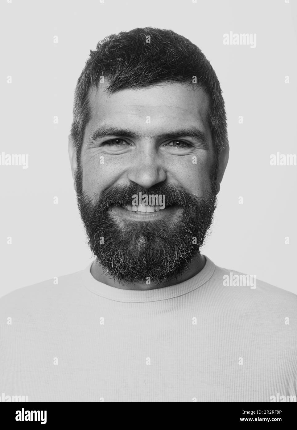 Bearded man. Happy man smile face. Handsome smiling young guy. Barber ...