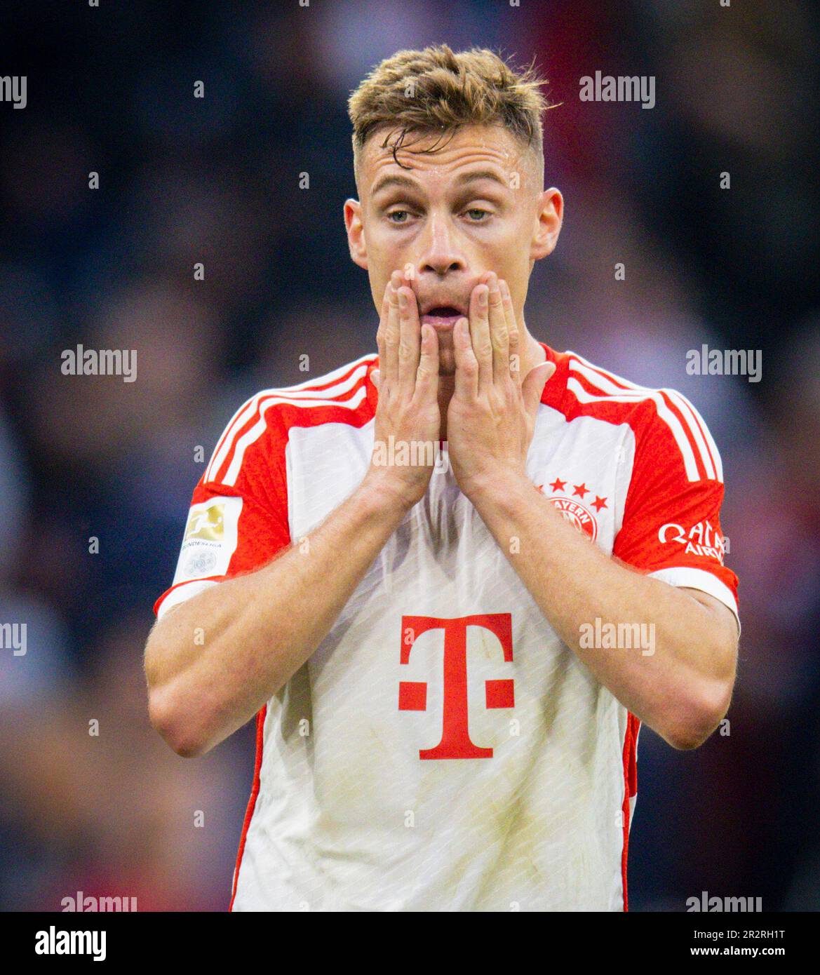 Munic, Germany. 20th Mai, 2023. Joshua Kimmich (Muenchen) enttäuscht FC Bayern München - RB ...