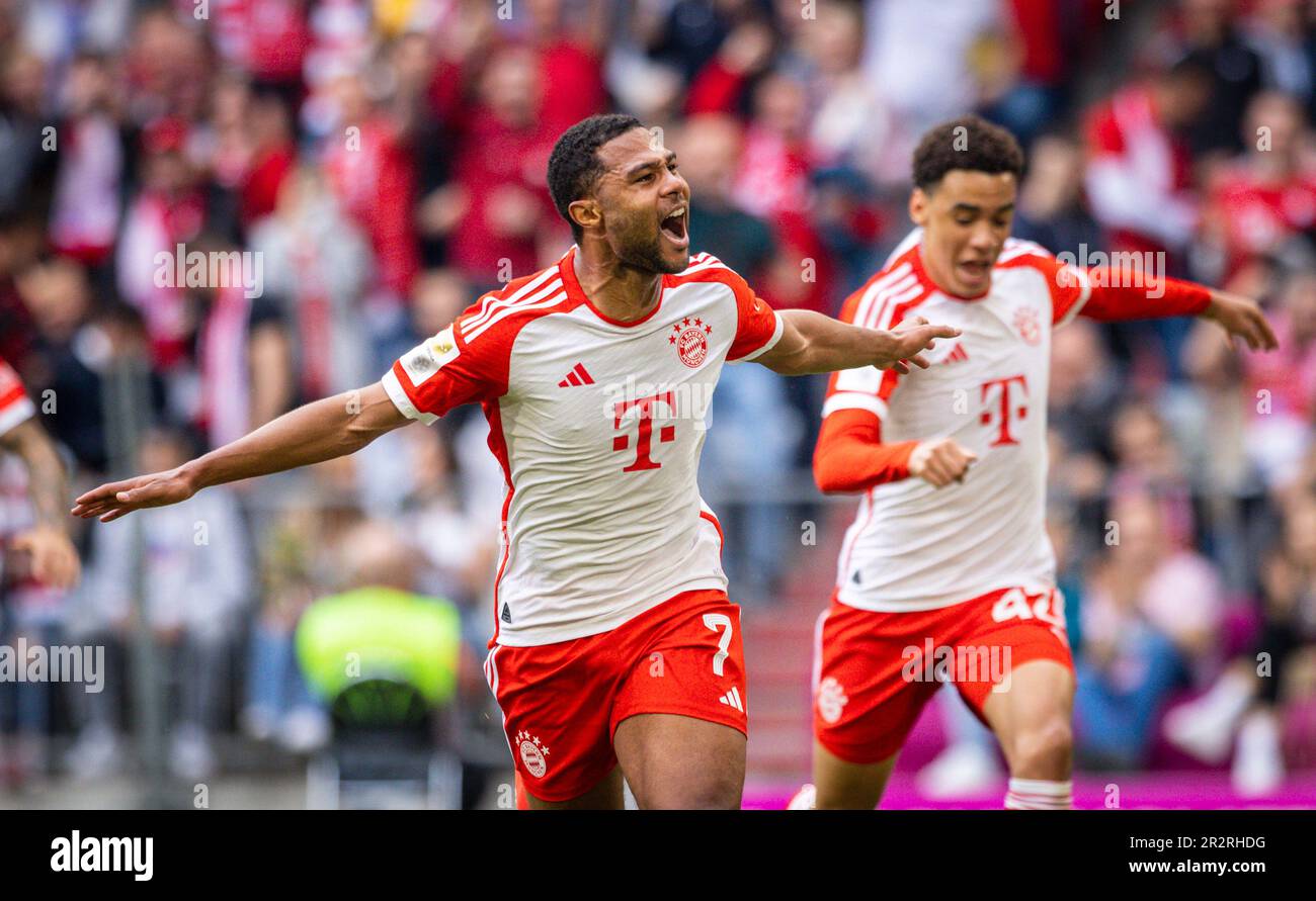 Munic, Germany. 20th Mai, 2023. Torjubel: Serge Gnabry (Muenchen) FC Bayern München - RB Leipzig ...