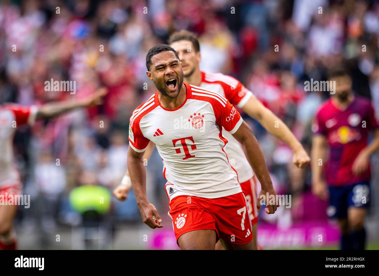 Munic, Germany. 20th Mai, 2023. Torjubel: Serge Gnabry (Muenchen) FC Bayern München - RB Leipzig ...