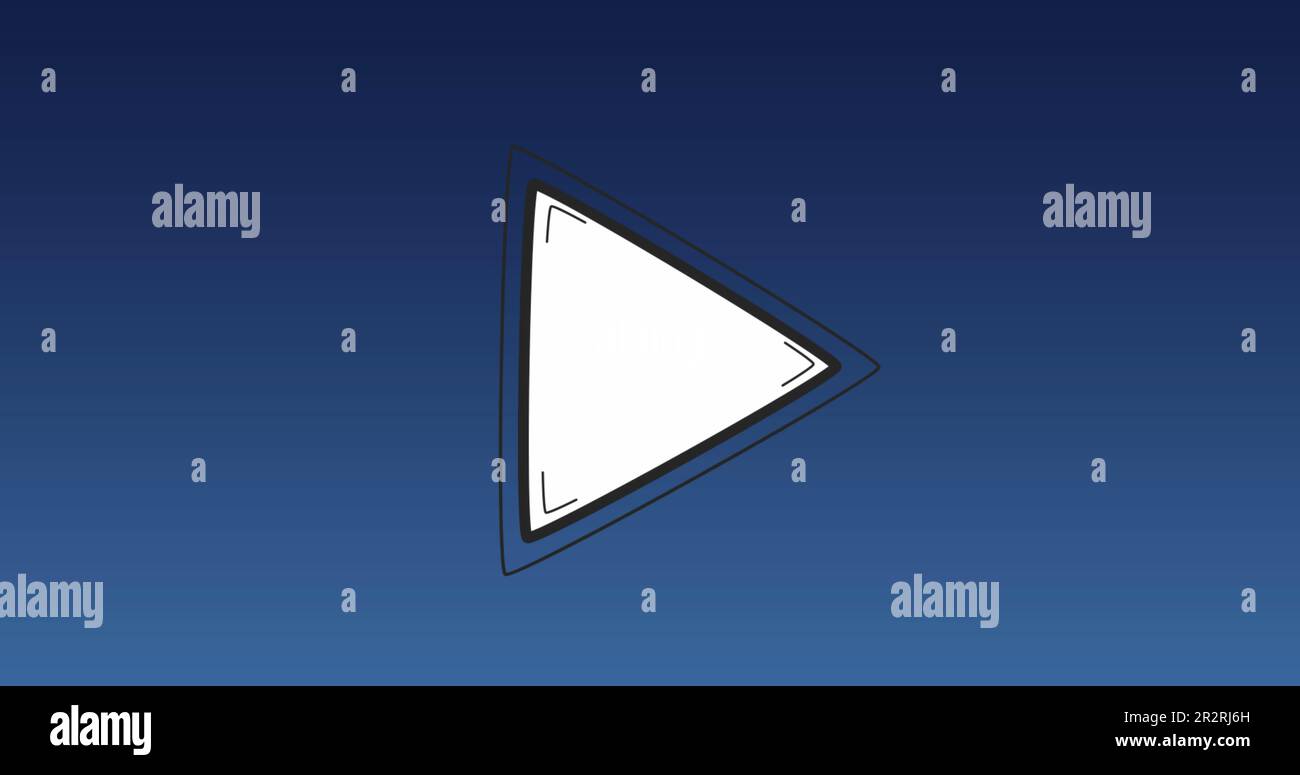Composition of white play button on blue background Stock Photo - Alamy