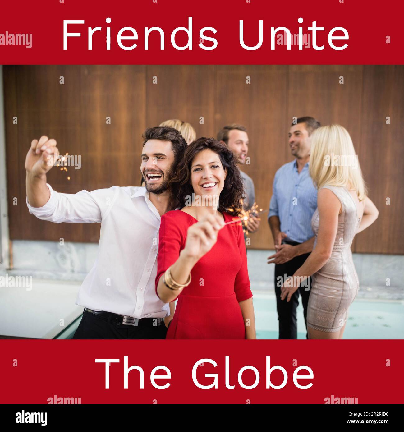 Composition of happy friendship day text over happy diverse friends ...