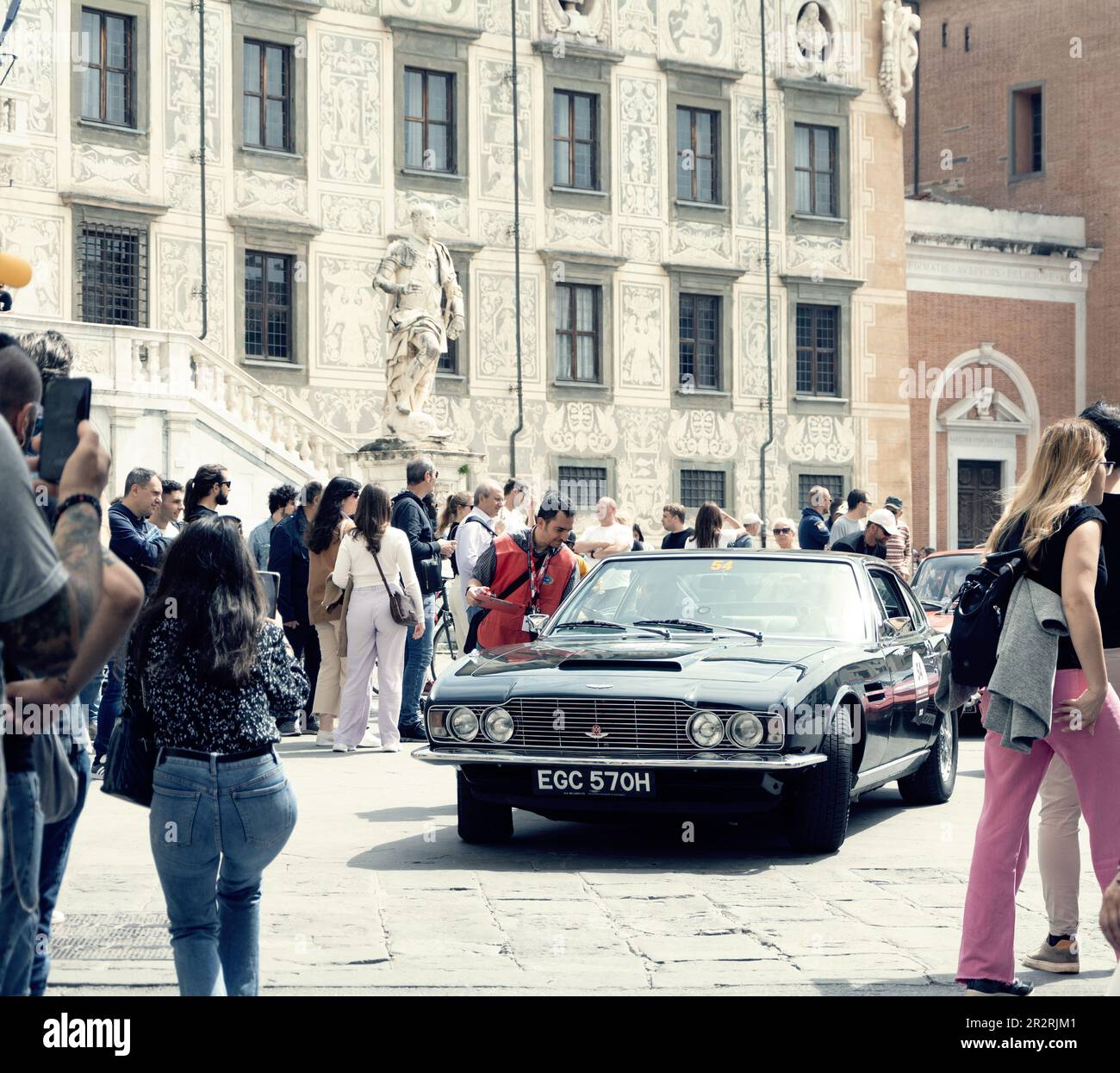 PISA , ITALY - APRIL 30 - 2023 : Aston Martin DBS 1969 on an old racing ...