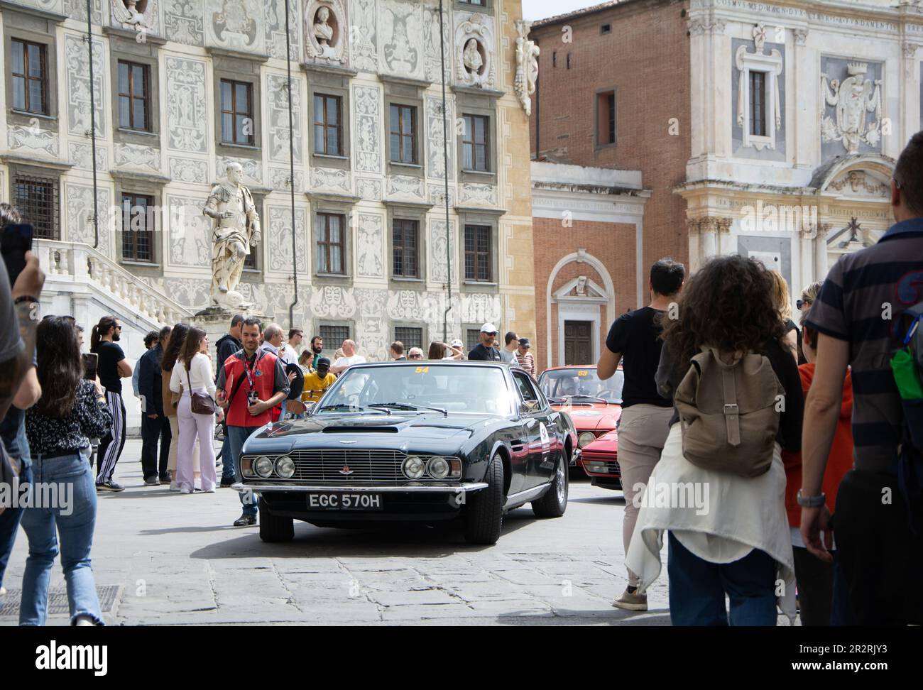 PISA , ITALY - APRIL 30 - 2023 : Aston Martin DBS 1969 on an old racing ...
