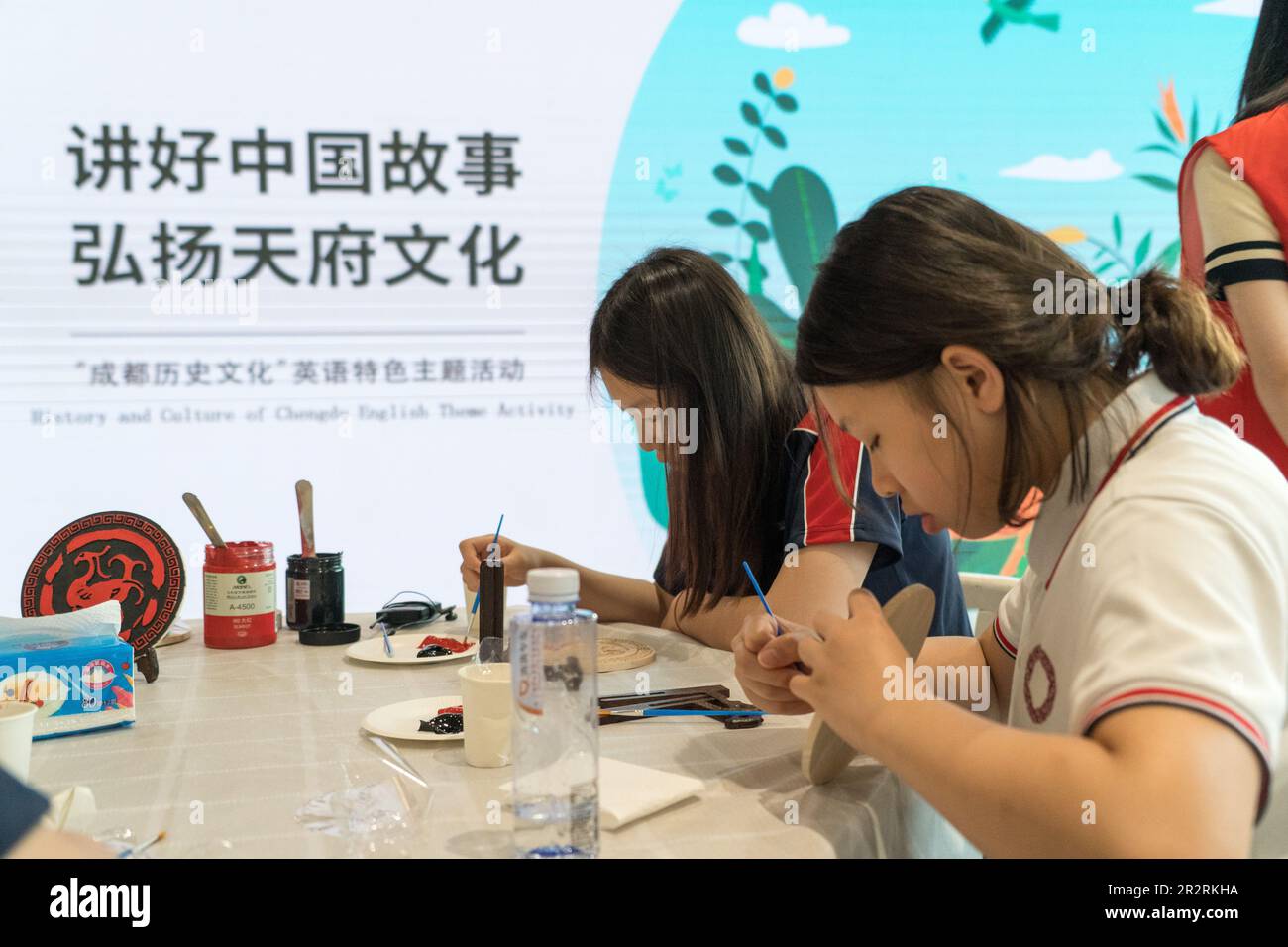 Chengdu, China's Sichuan Province. 18th May, 2023. Students create ...
